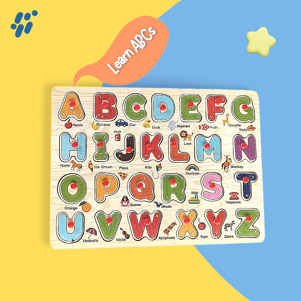 Interactive Wooden Alphabet Board with Knobs: Learn ABCs with Hands-On ...