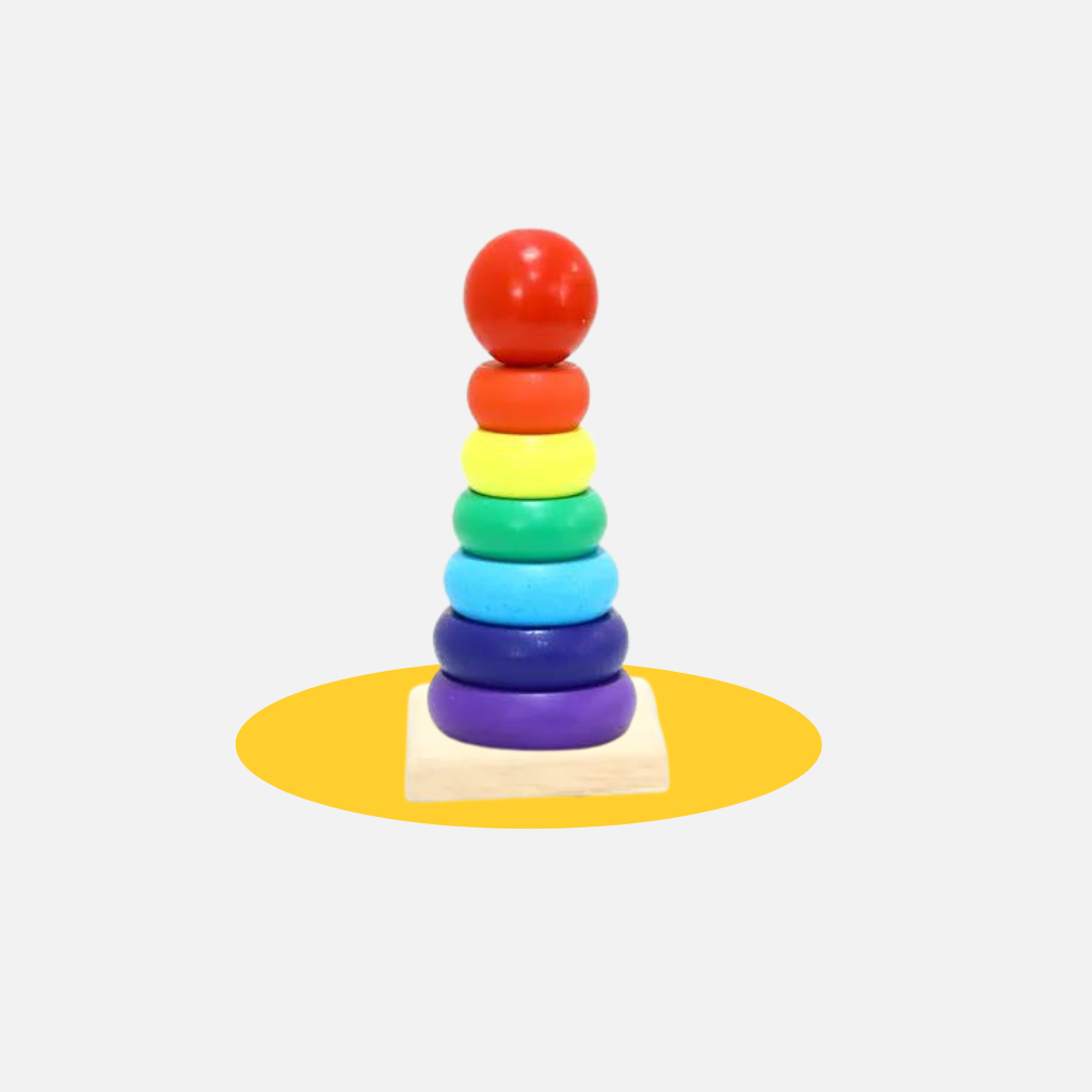 Wooden Ring Stacker Toy Colorful Educational Rings for Kids Erenjoy