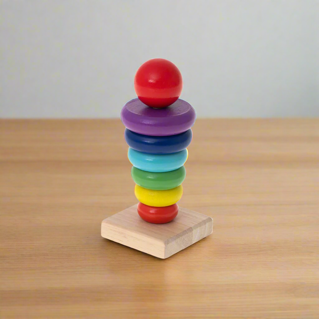 Wooden Ring Stacker Toy | Colorful Educational Rings for Kids – Erenjoy