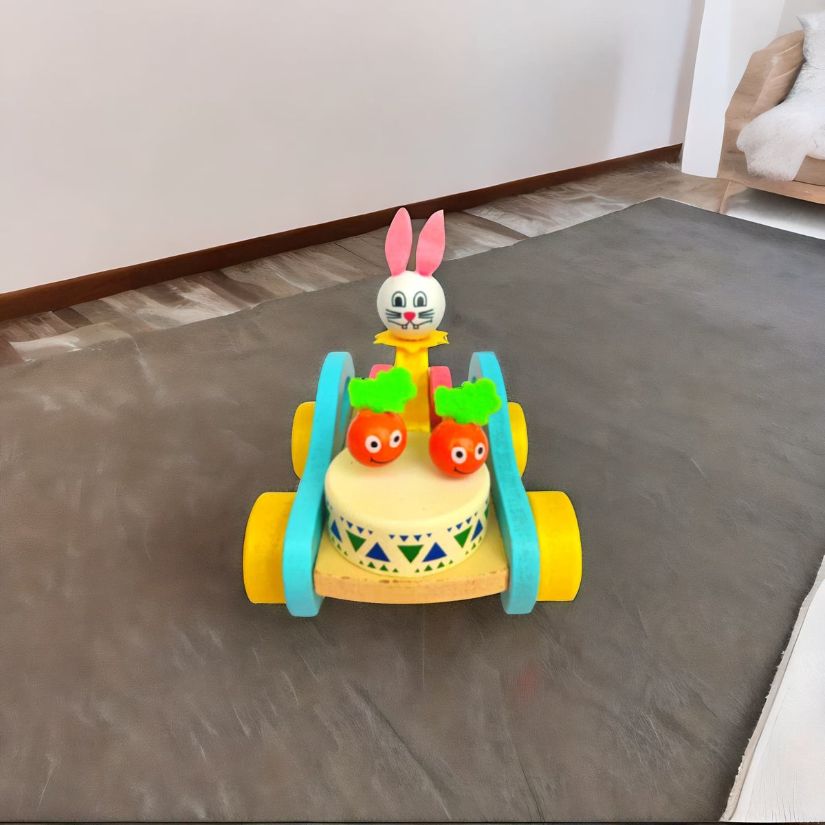 Bunny Drummer Push & Pull Car - Montessori Toy for Movement Play – Erenjoy