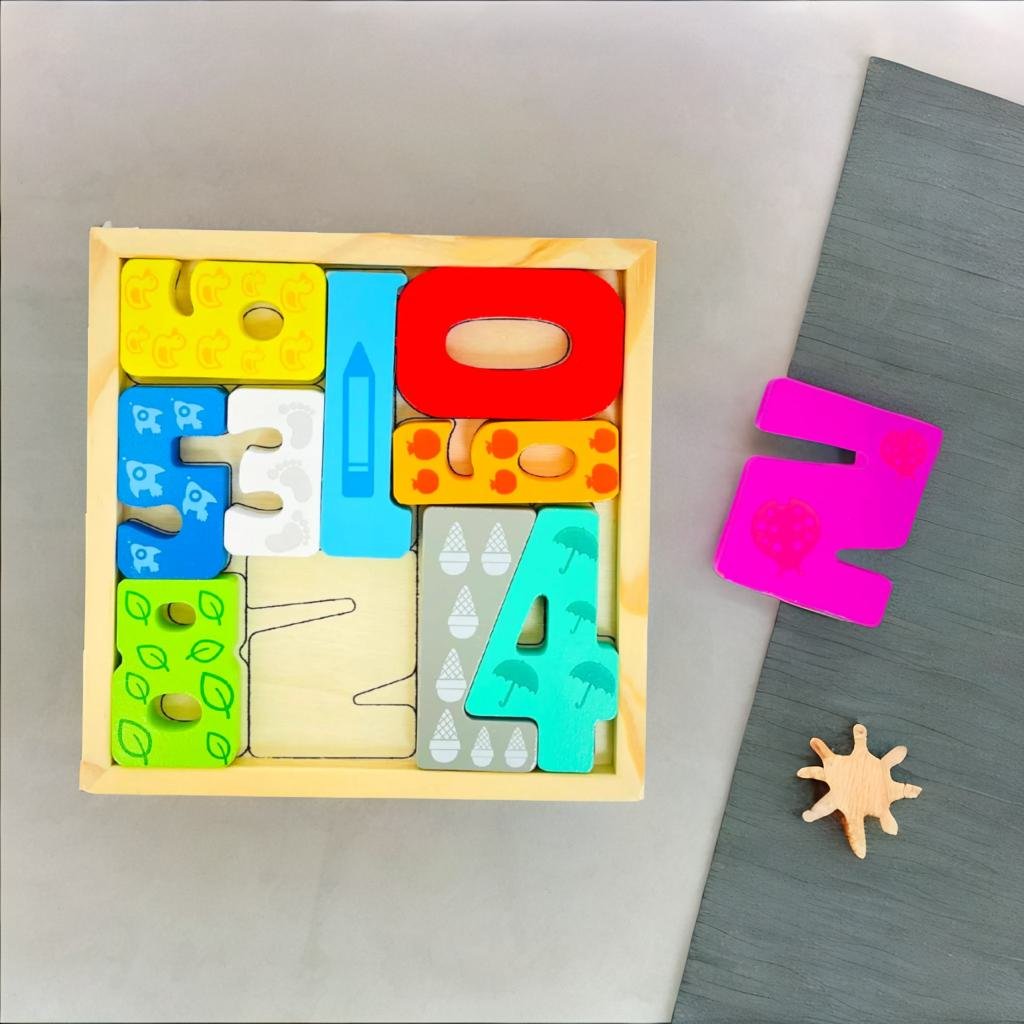 Erenjoy Wooden Number Puzzle Block for Kids