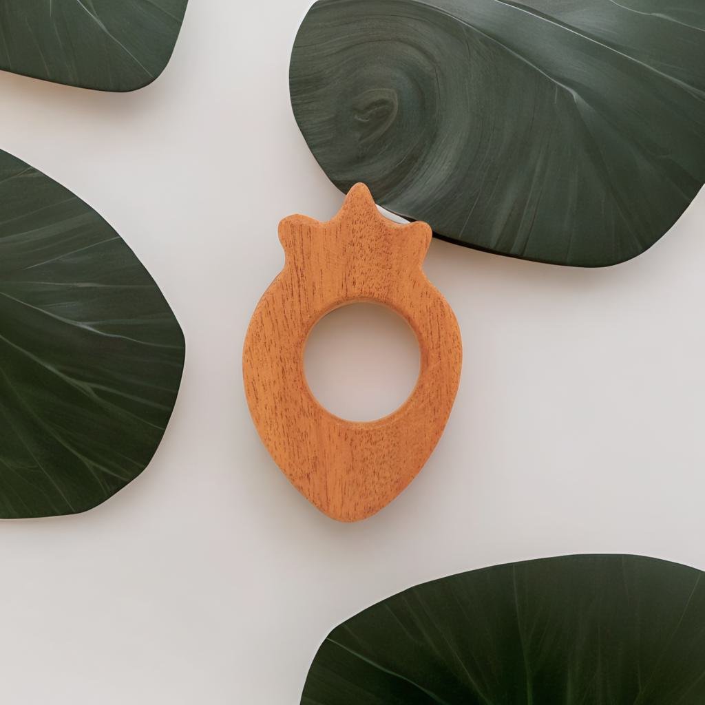 Eco-Friendly and Safe: Erenjoy Neem Wooden Teether in Strawberry Shape