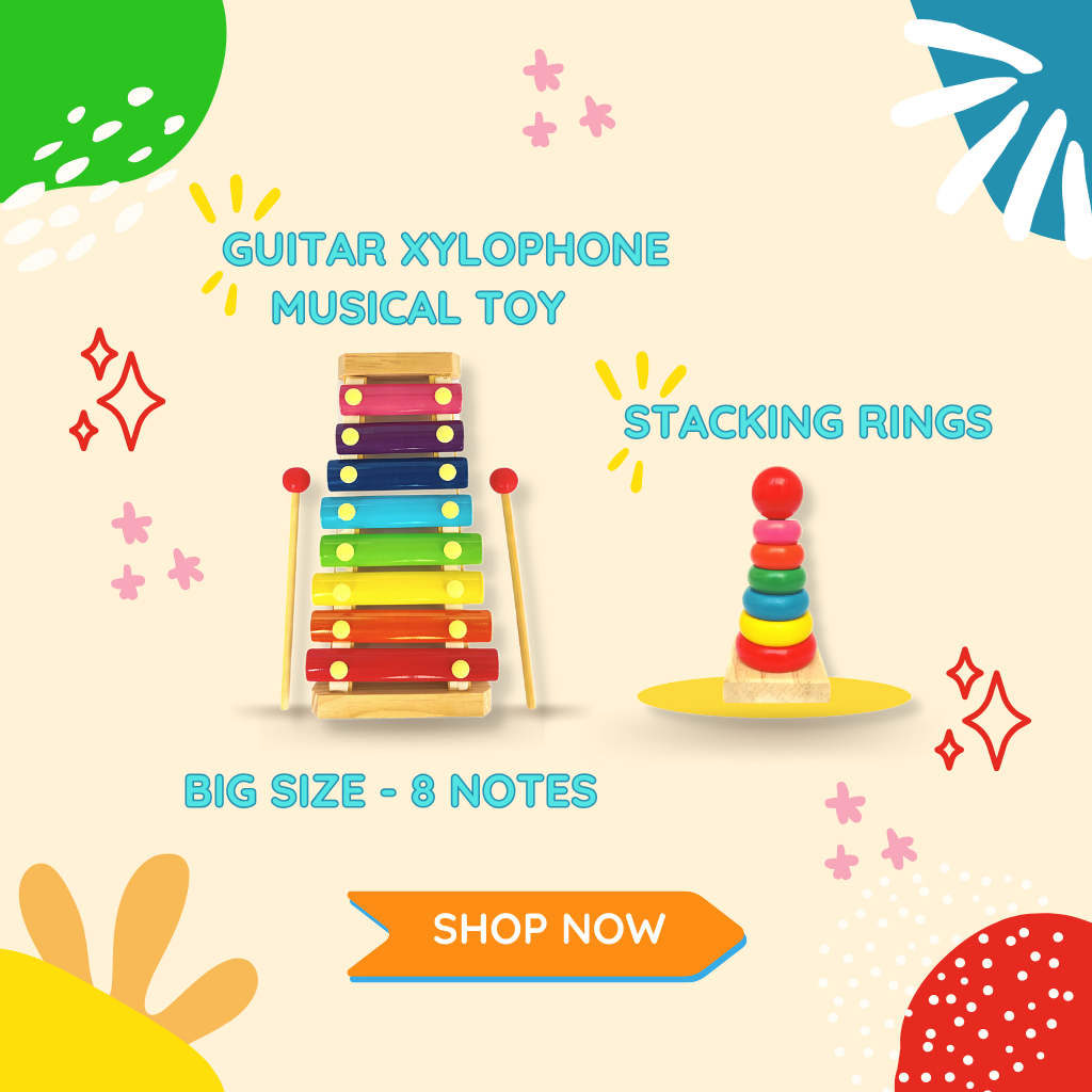 Rainbow Harmony Set: Wooden Xylophone & Colored Ring Stacker – Erenjoy