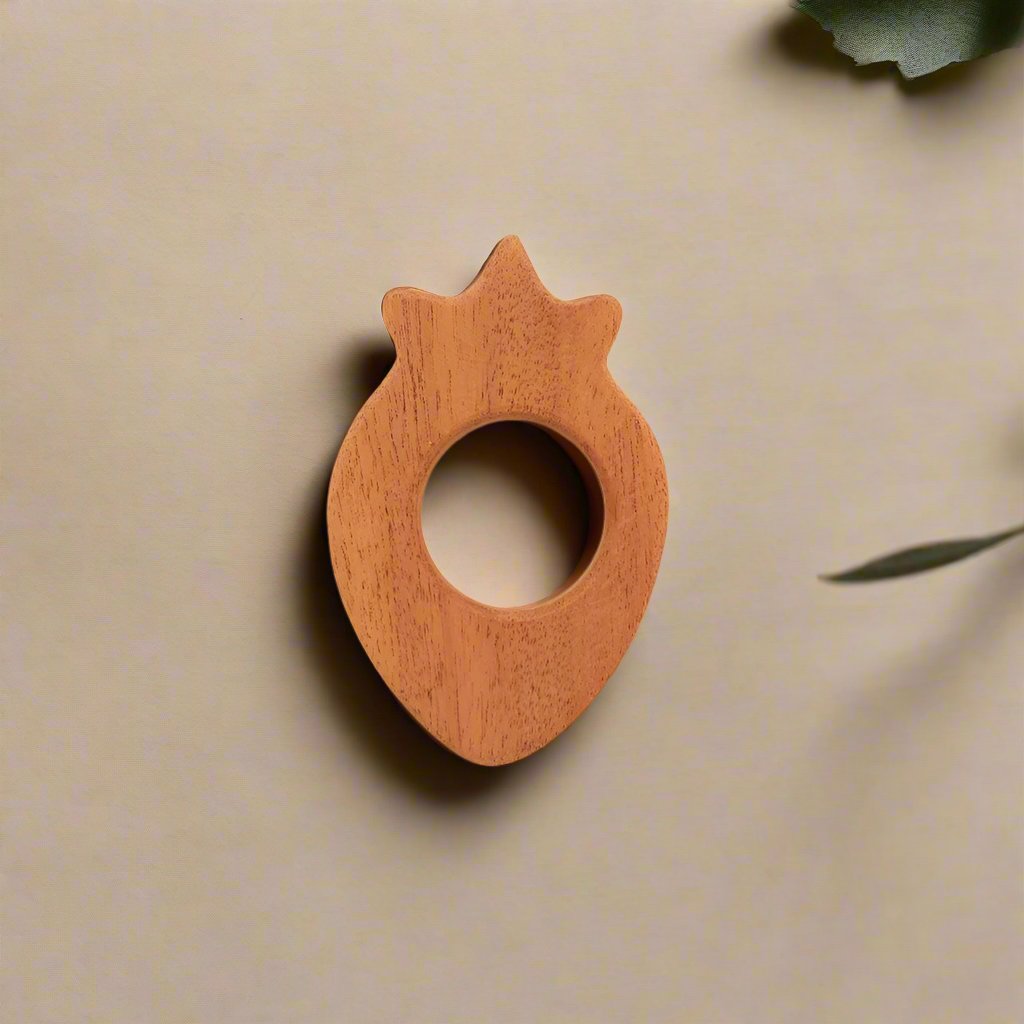 Eco-Friendly and Safe: Erenjoy Neem Wooden Teether in Strawberry Shape