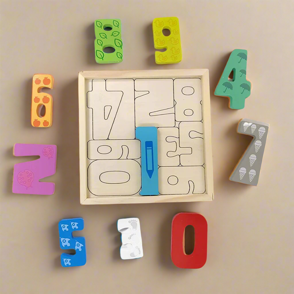 Erenjoy Wooden Number Puzzle Block for Kids