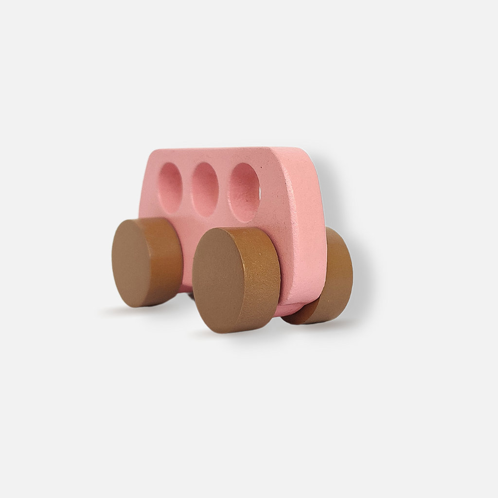Pink Wooden Bus Playset for Toddlers – Erenjoy
