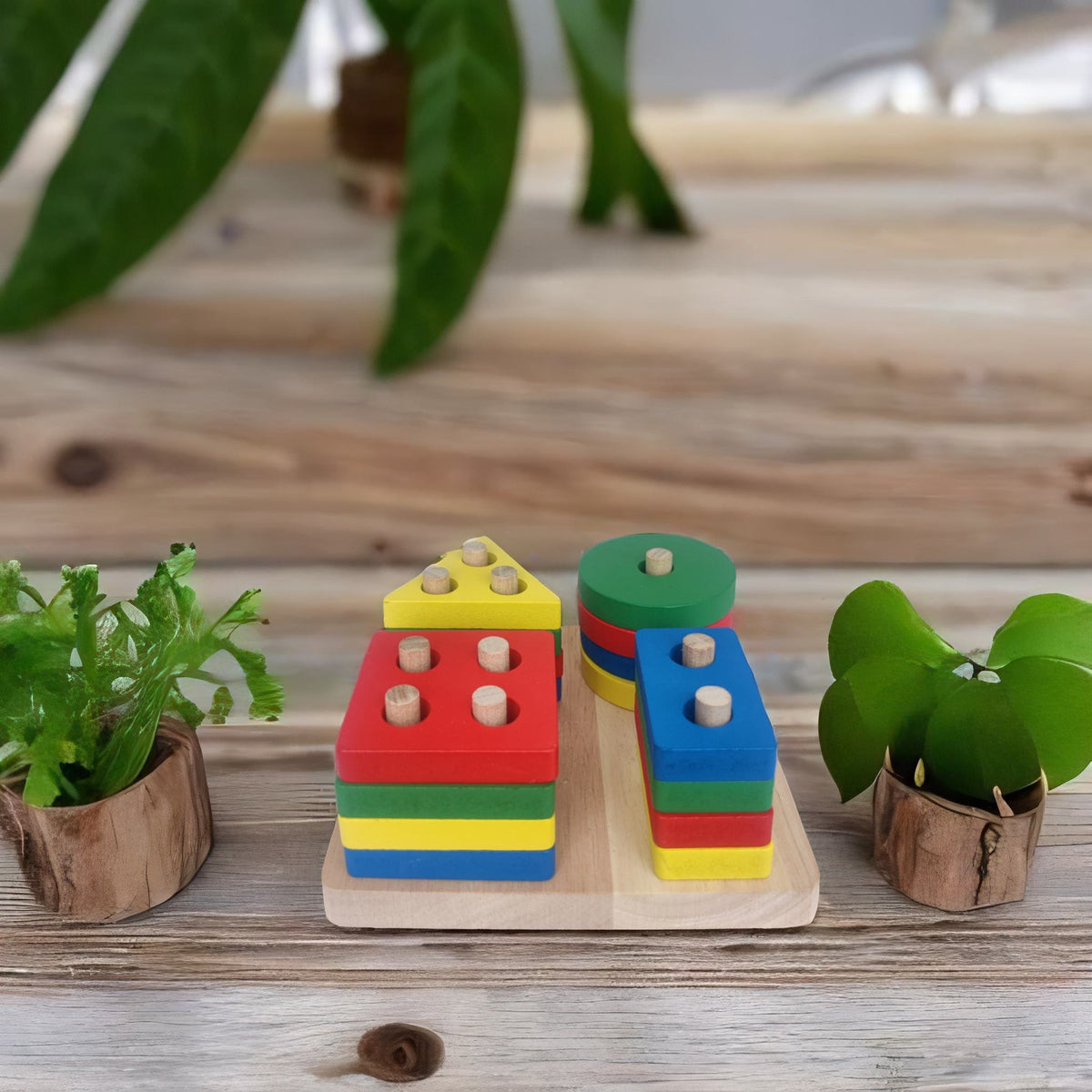 Erenjoy's Geometric Shape Stacker Square - Learn Shapes & Colors